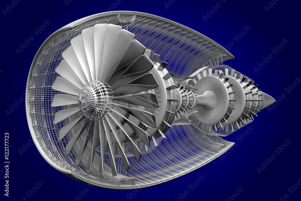3D jet engine - front, side view Stock Illustration | Adobe Stock
