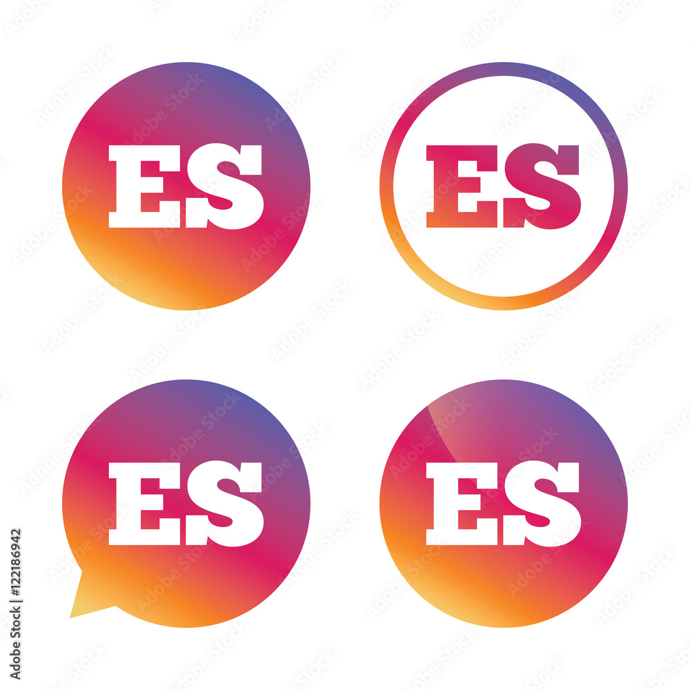 Spanish language sign icon. ES translation. Stock Vector | Adobe Stock