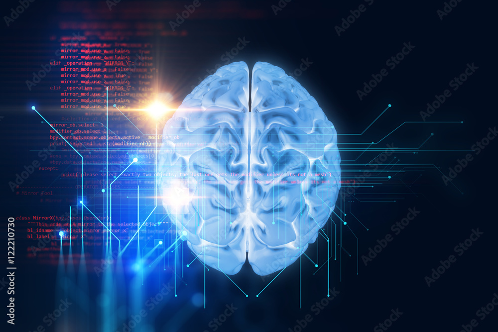 3d rendering of human brain on technology background Stock Illustration | Adobe Stock