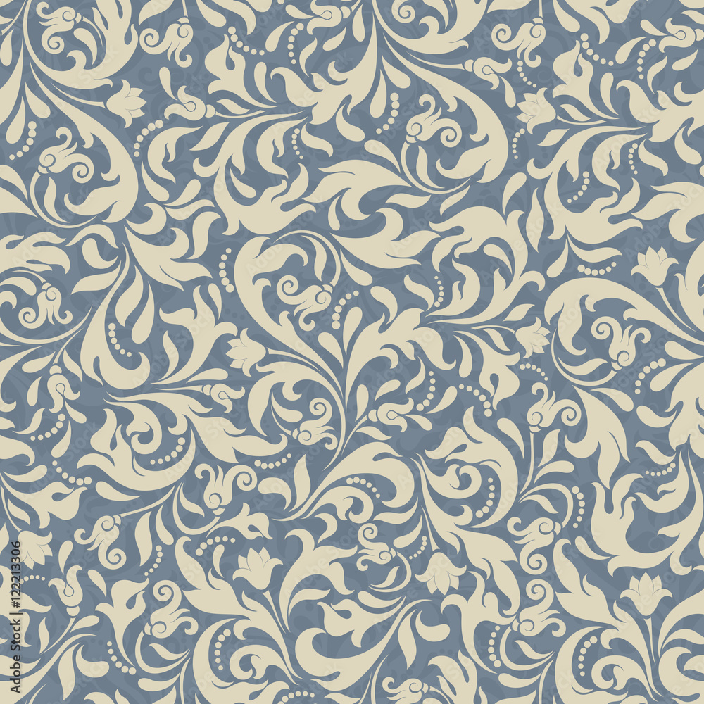 Seamless background of blue color in the style of Damascus Stock Vector ...