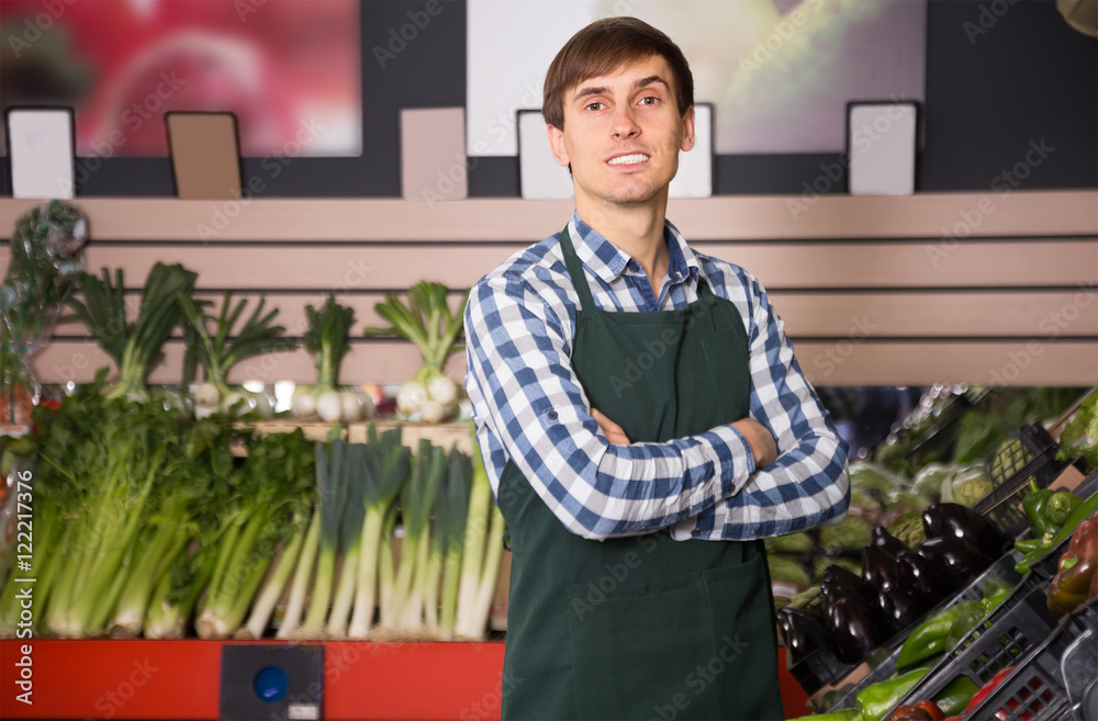 Grocery professional worker at local market Stock-Foto | Adobe Stock