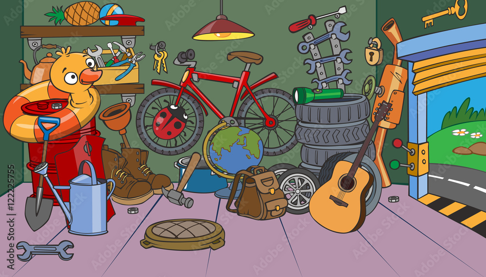 Cartoon garage Stock Illustration | Adobe Stock