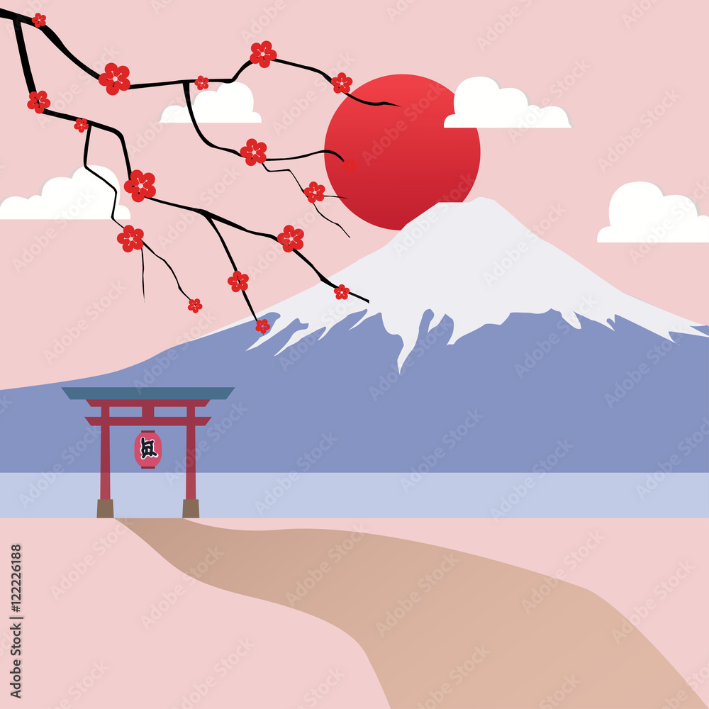 welcome to Japan background, Traveling flat vector illustration. Stock ...