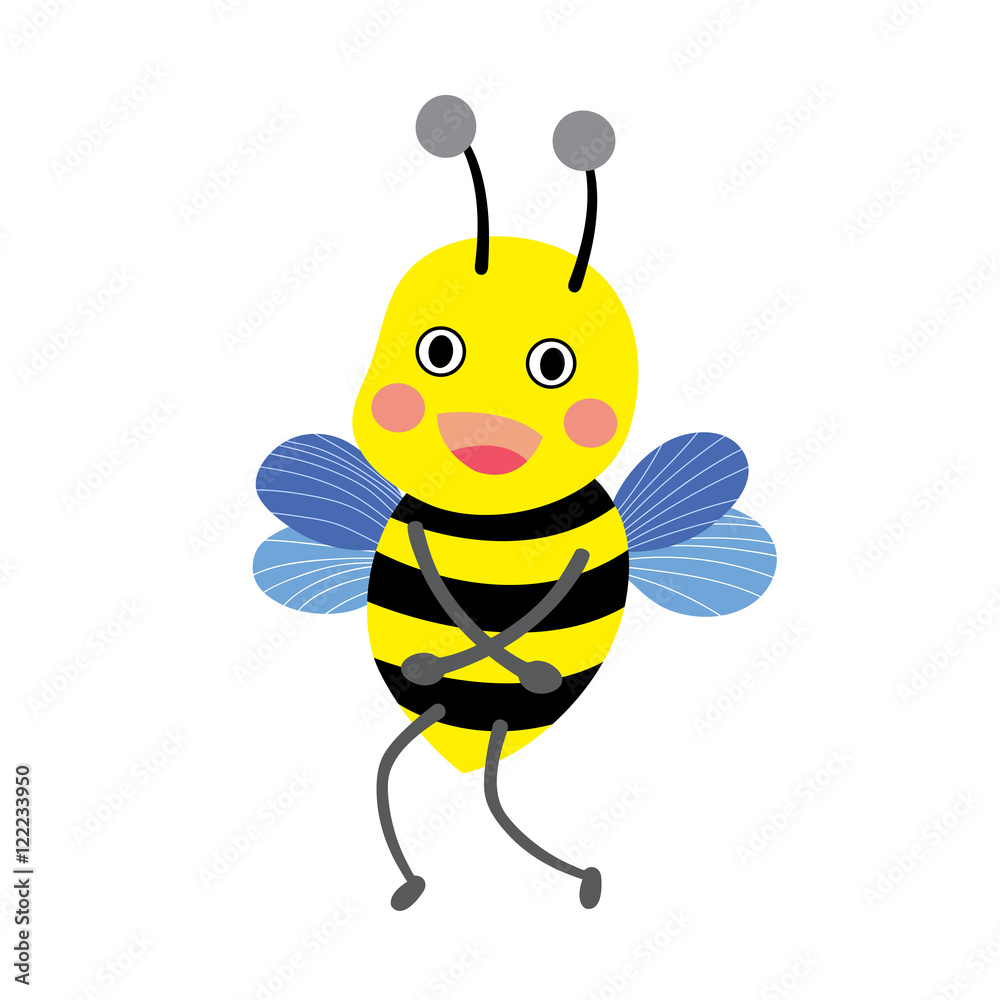 Happy Bee standing cartoon character. Isolated on white background ...