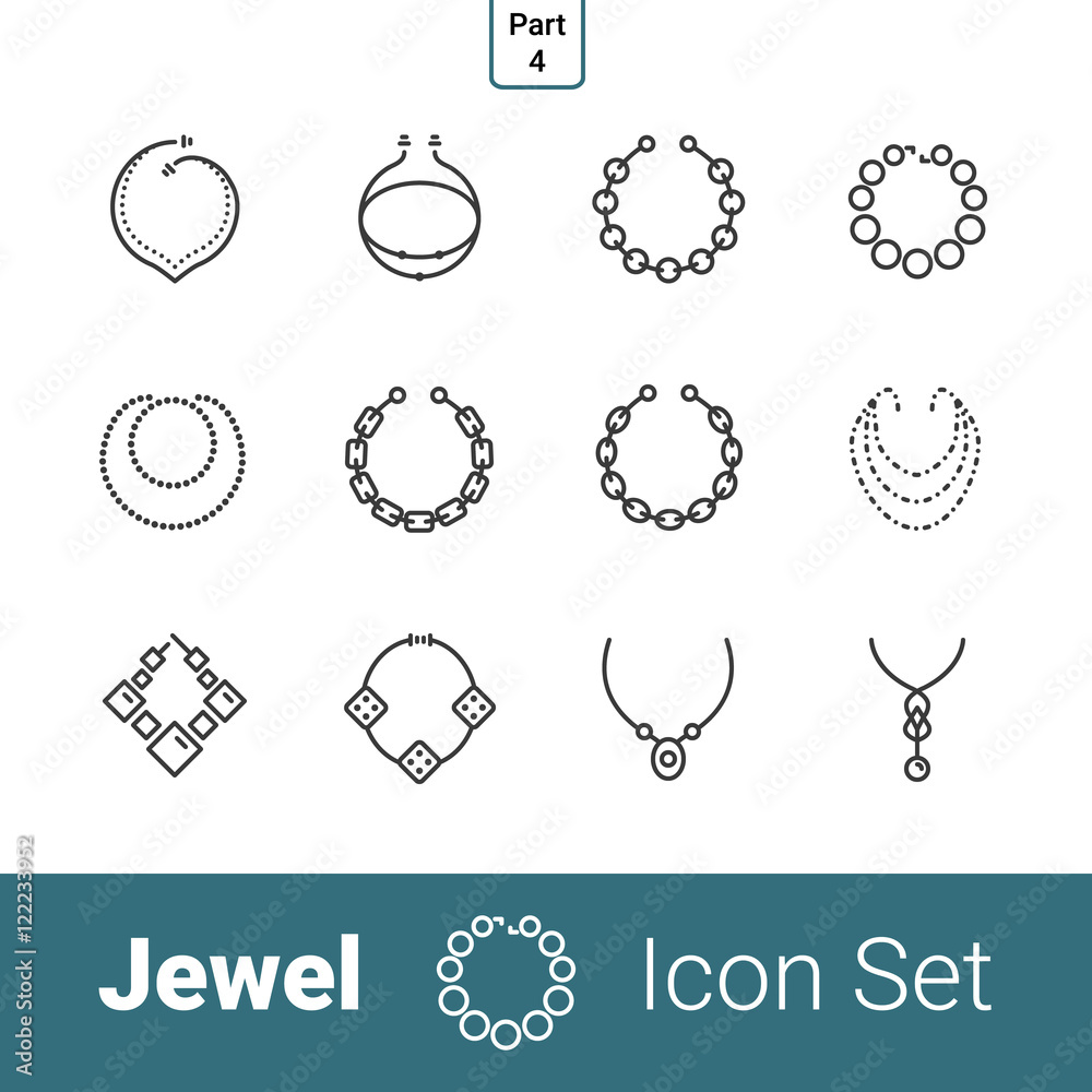 Jewel outline thin modern stylish icon set of 12 icons. Part 4 ...