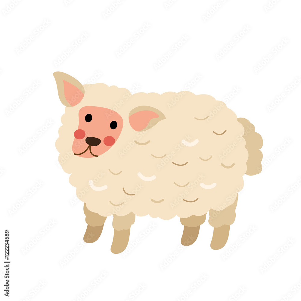 Cute standing Sheep animal cartoon character. Isolated on white ...