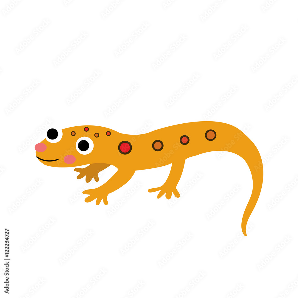 Eastern Red-spotted Newt animal cartoon character. Isolated on white ...