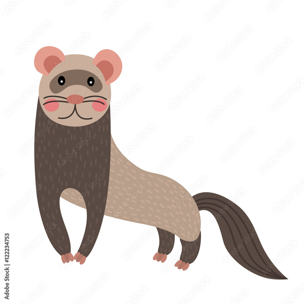 Standing Ferret animal cartoon character. Isolated on white background ...