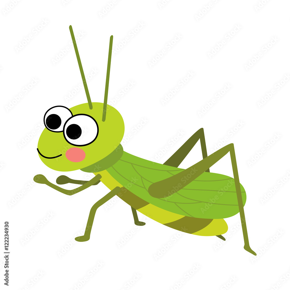 Happy Grasshopper animal cartoon character. Isolated on white ...