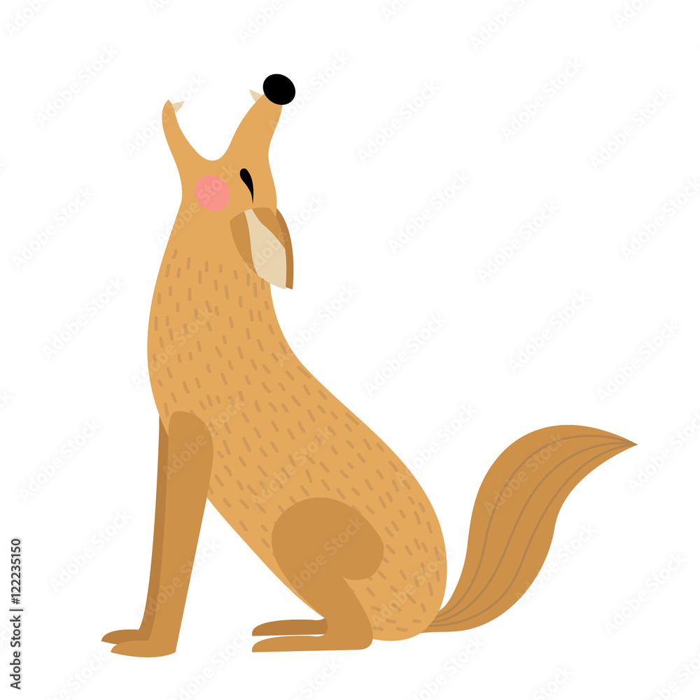 Howling Coyote animal cartoon character. Isolated on white background ...