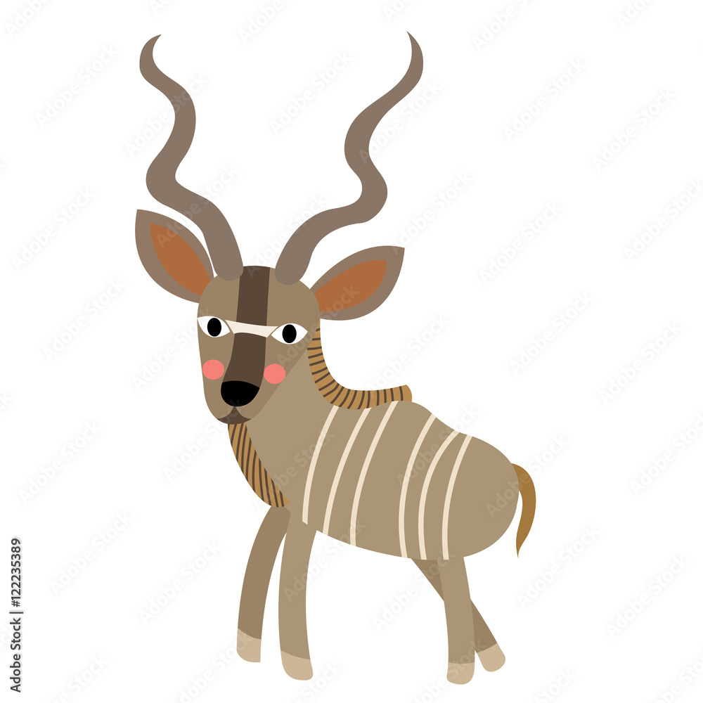 Kudu animal cartoon character. Isolated on white background. Vector ...