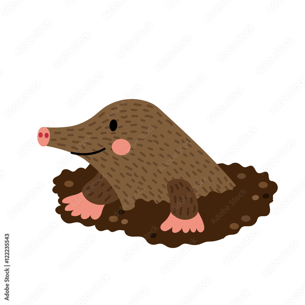 Mole Digging Out of the Dirt animal cartoon character. Isolated on ...