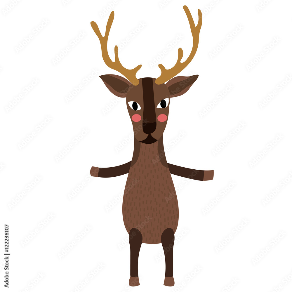 Reindeer standing on two legs animal cartoon character. Isolated on ...
