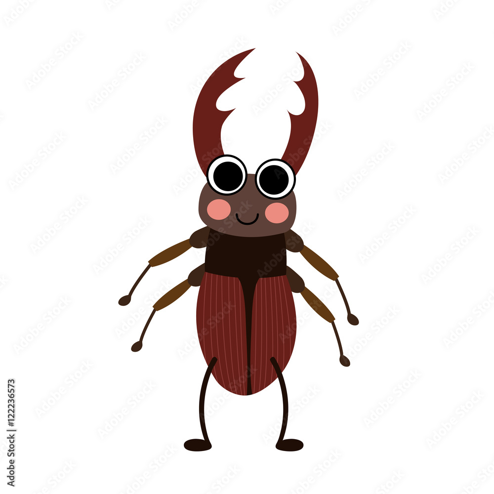 Standing Stag Beetle animal cartoon character. Isolated on white ...