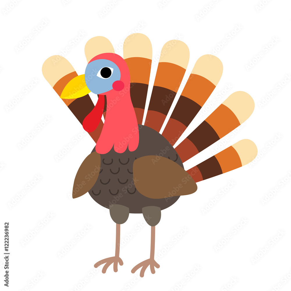 Turkey bird animal cartoon character. Isolated on white background ...