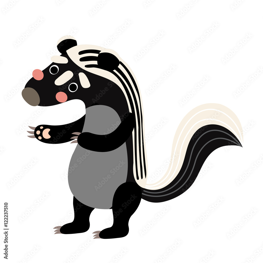 Zorilla animal cartoon character. Isolated on white background. Vector ...