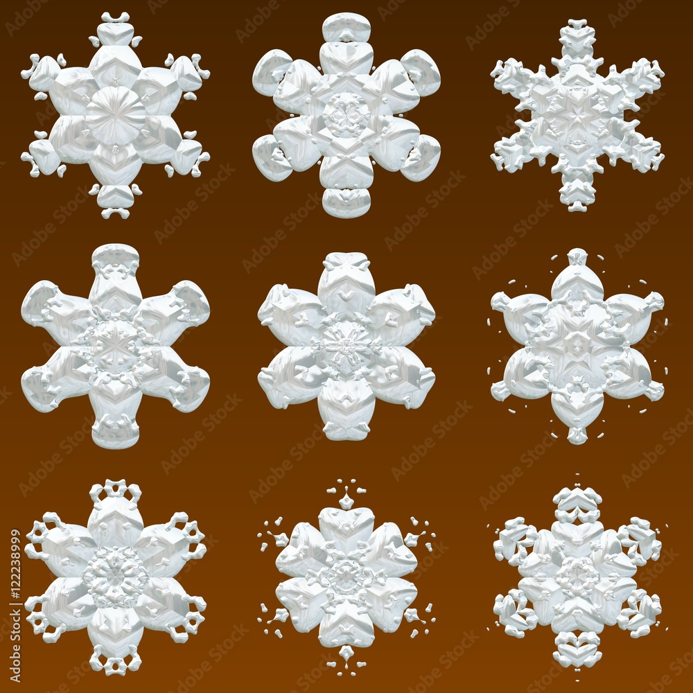 Set of different types of white snowflakes Stock Illustration | Adobe Stock