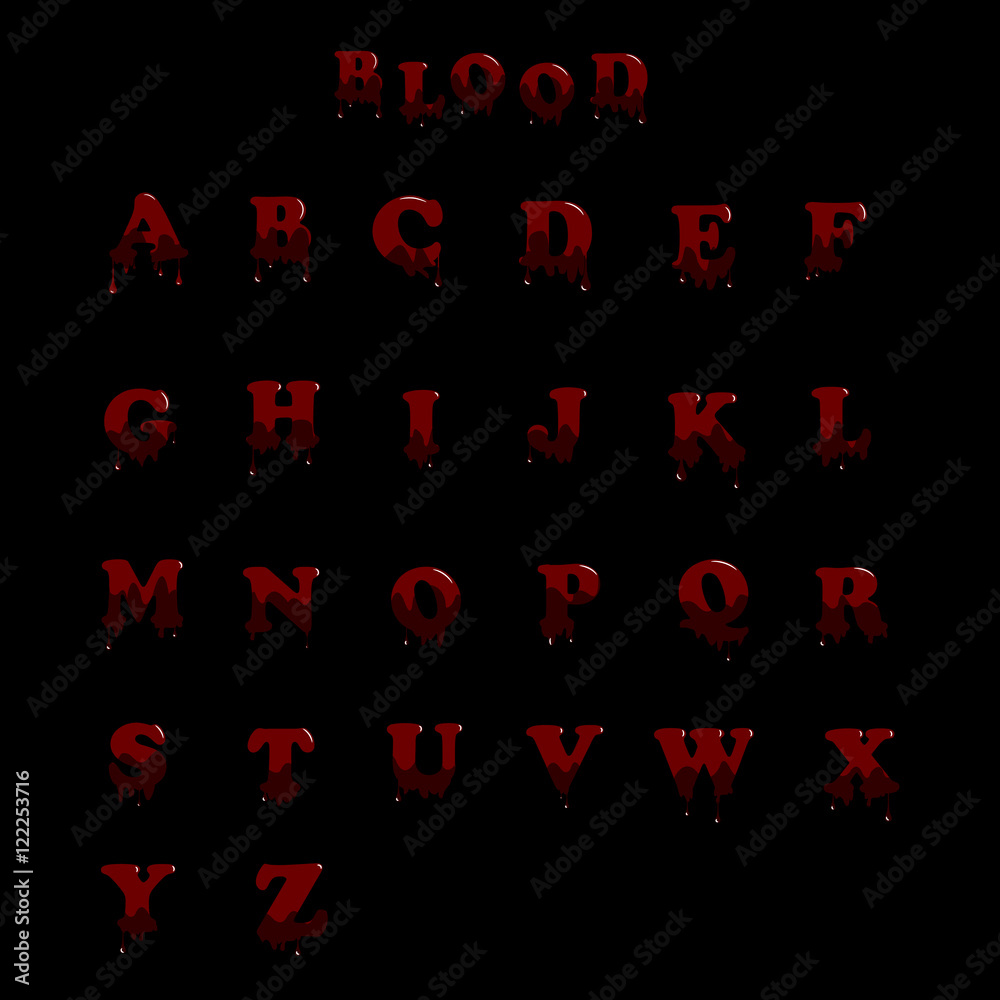 Abstract red blood alphabet. vector letters isolated Stock Vector ...