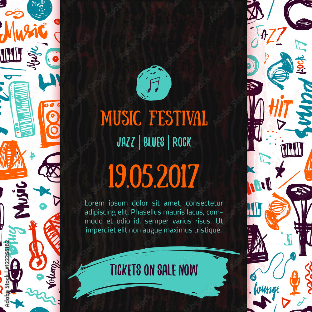 Music concert vector poster template. Can be used for printable ...