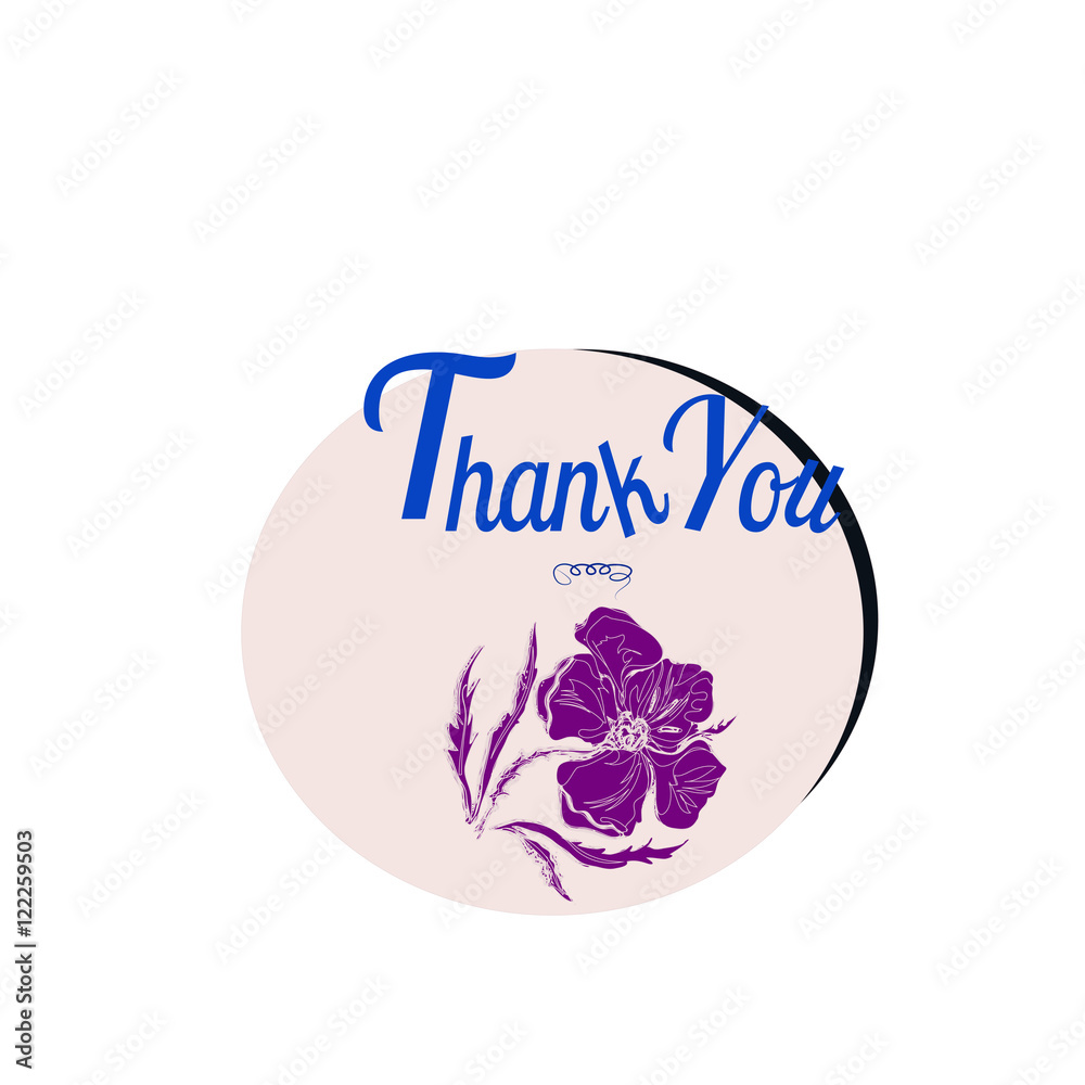 Thank you card, with font, flower Stock Vector | Adobe Stock