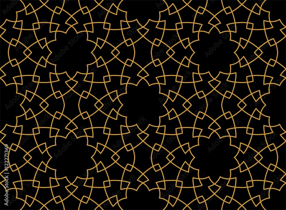 Gorgeous Seamless Arabic Pattern Design. Monochrome Gold Wallpaper or ...
