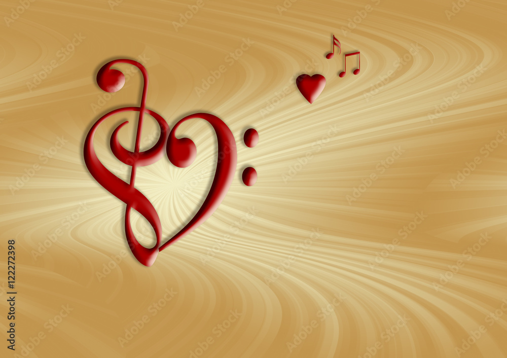 Fondo musical, notas musicales, corazón, pasión, nota musical Stock ...