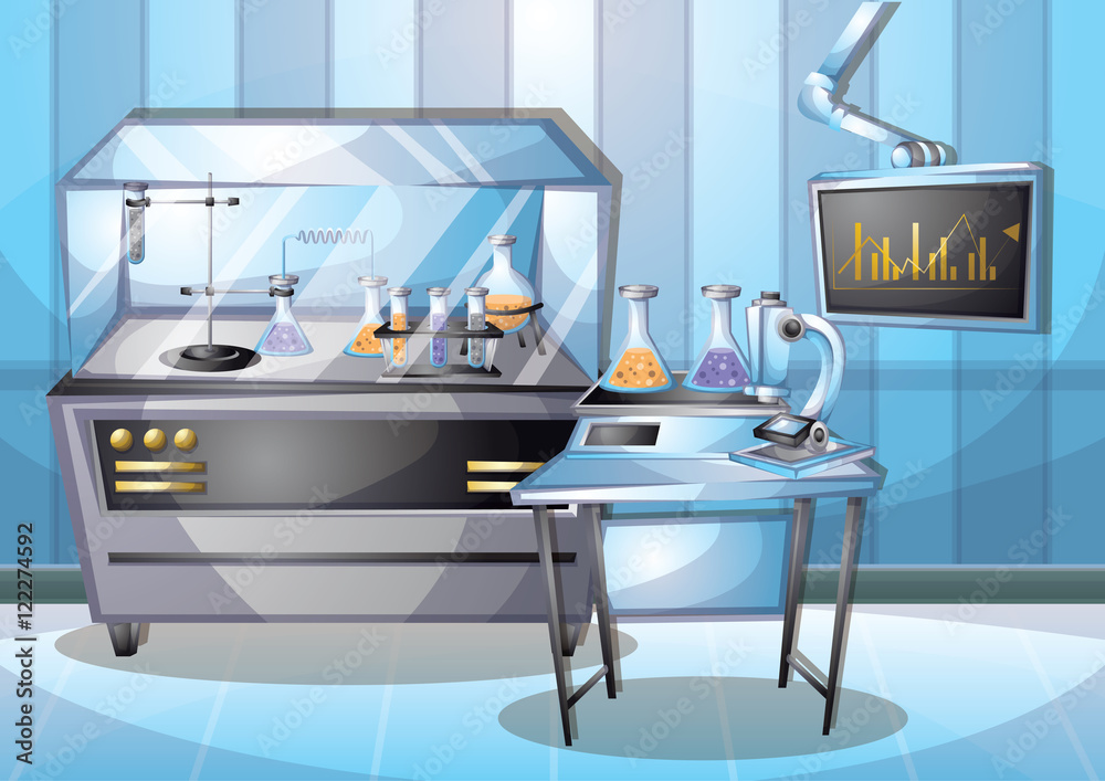 cartoon vector illustration laboratory interior room with separated ...