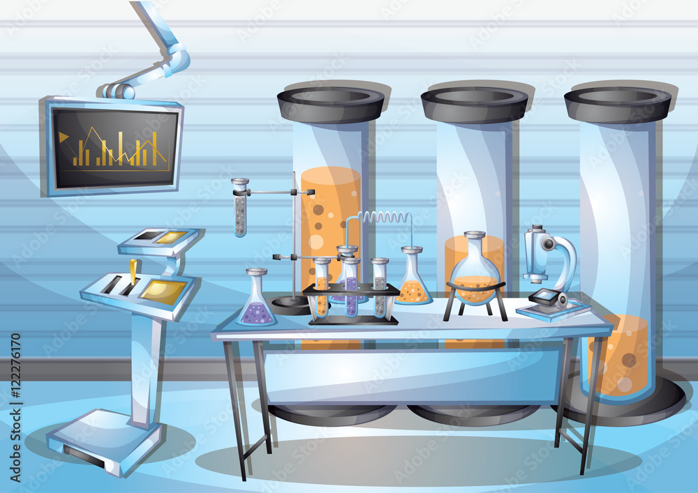 cartoon vector illustration laboratory interior room with separated ...