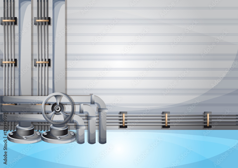 cartoon vector illustration water pipe wall with separated layers in 2d ...