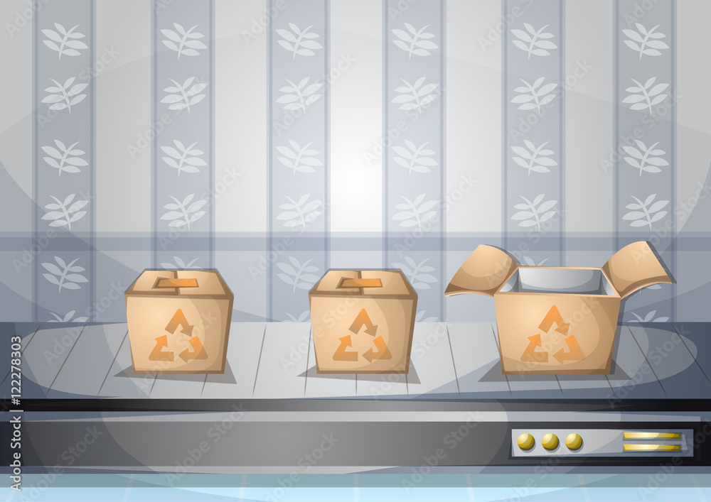 cartoon vector illustration interior factory room with separated layers ...