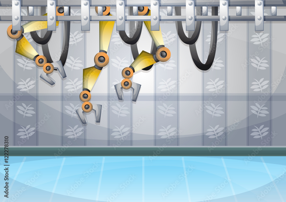 cartoon vector illustration interior factory room with separated layers ...