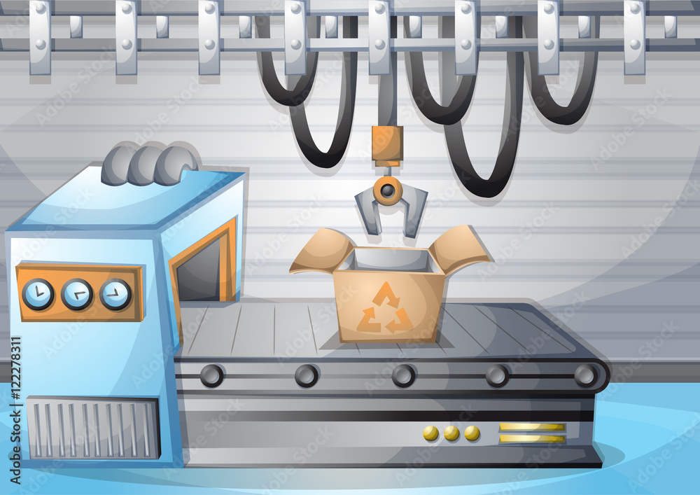cartoon vector illustration interior factory room with separated layers ...