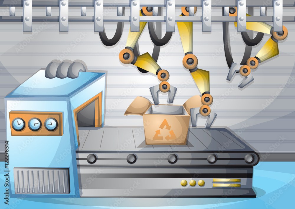 cartoon vector illustration interior factory room with separated layers ...
