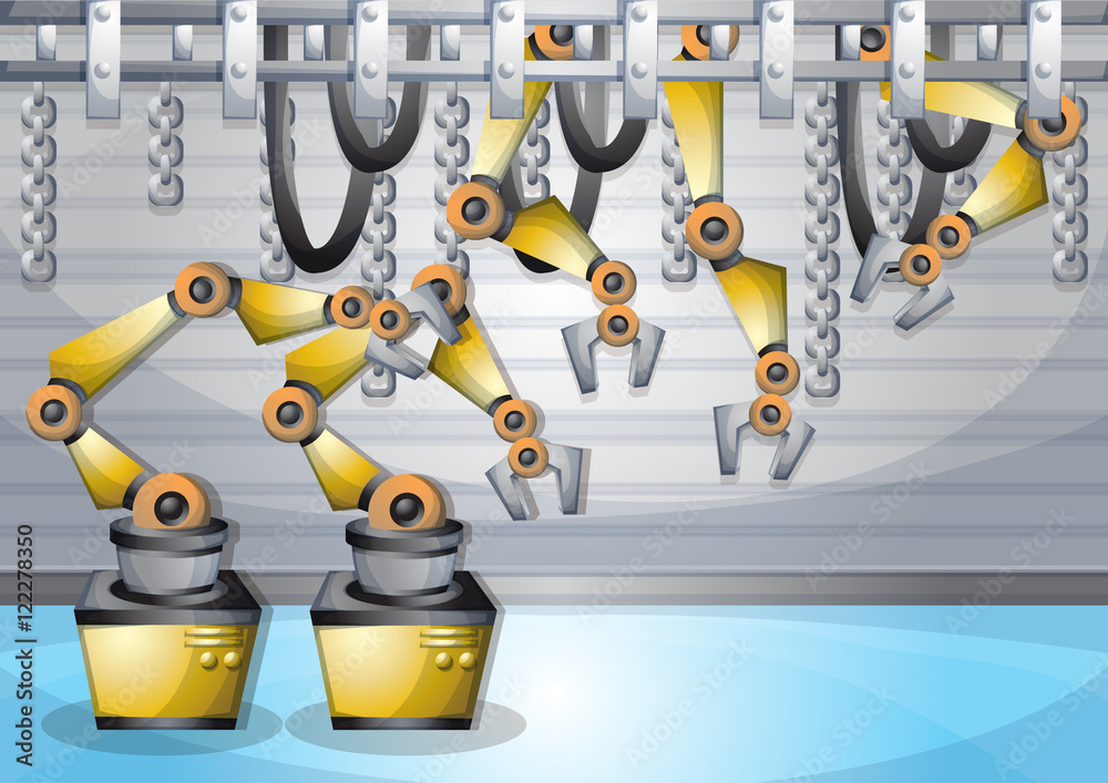 cartoon vector illustration interior factory room with separated layers ...