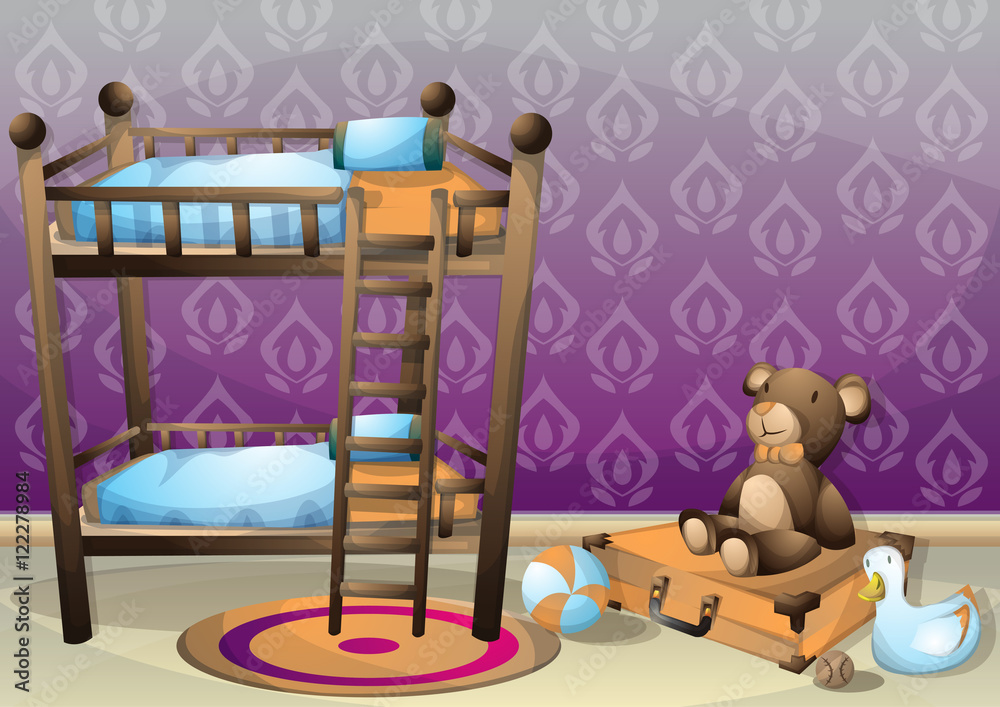 cartoon vector illustration interior kid room with separated layers in ...