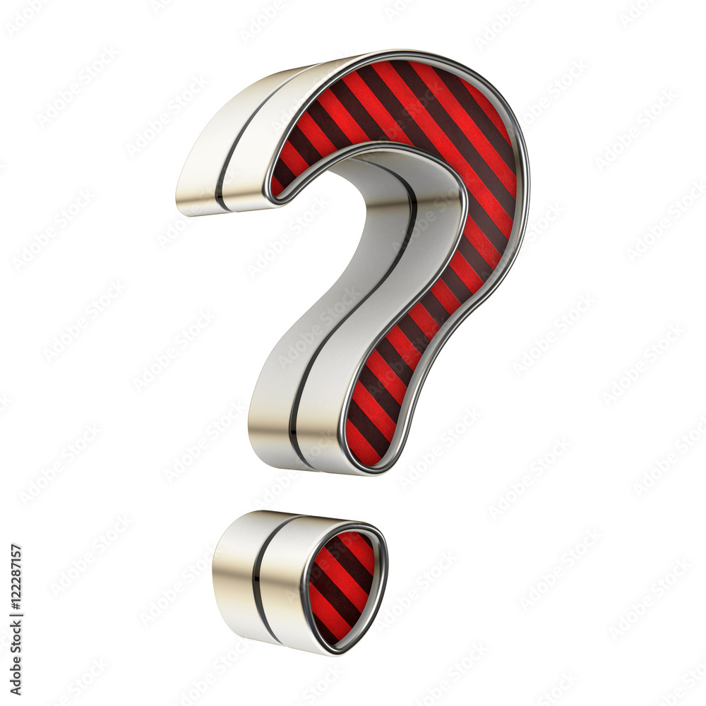 Extruded metallic question mark isolated on white background Stock ...