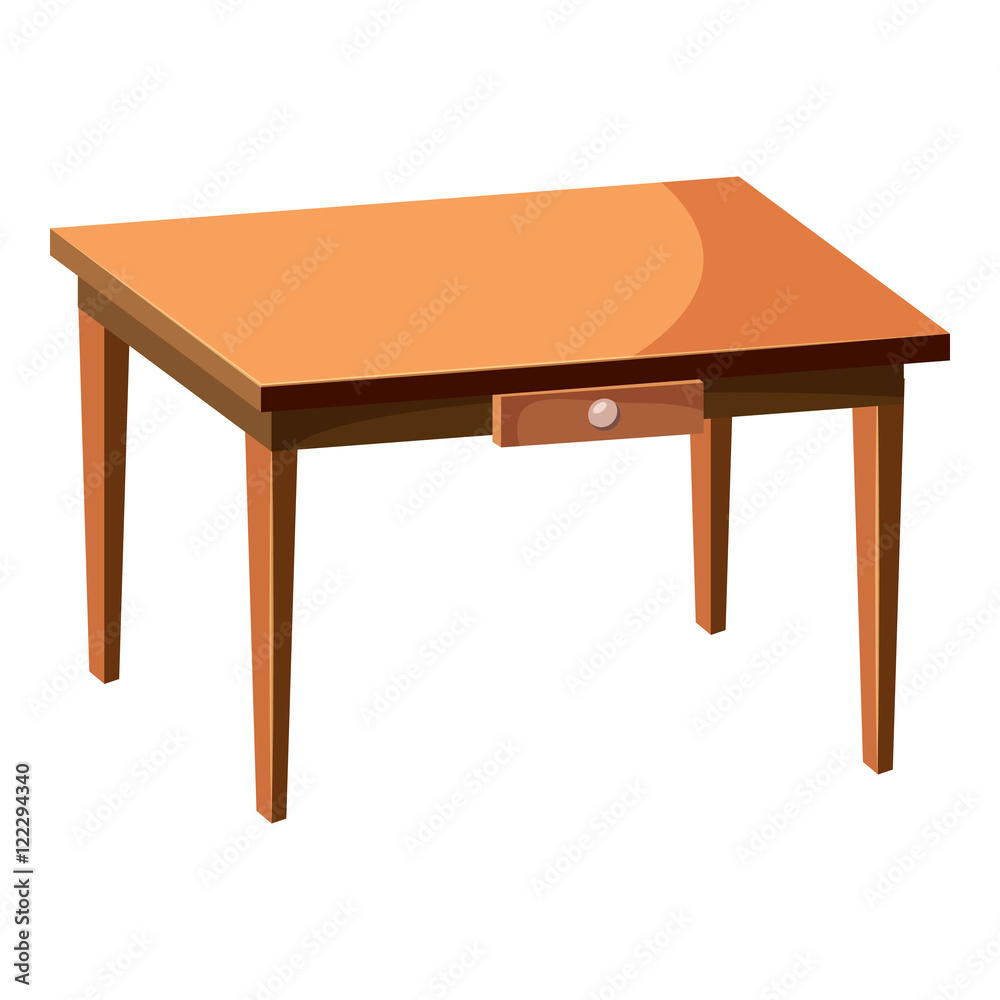 Table icon in cartoon style isolated on white background. Furniture ...