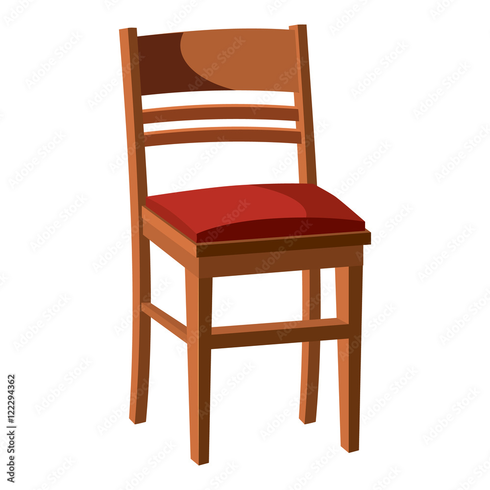 Wooden chair icon in cartoon style isolated on white background ...