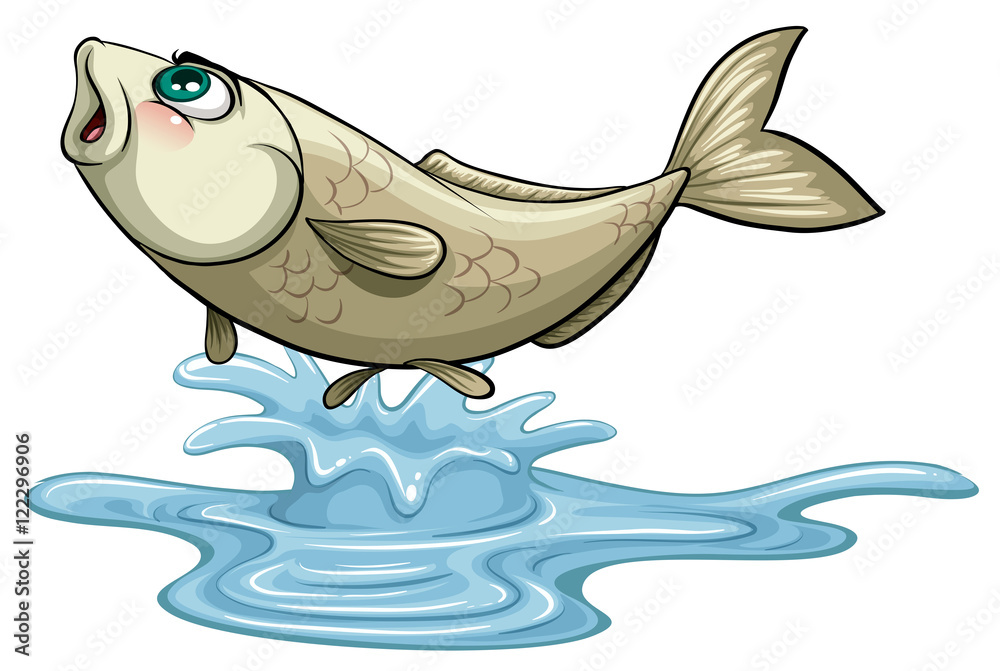 Fish jumping out on water surface Stock Vector | Adobe Stock
