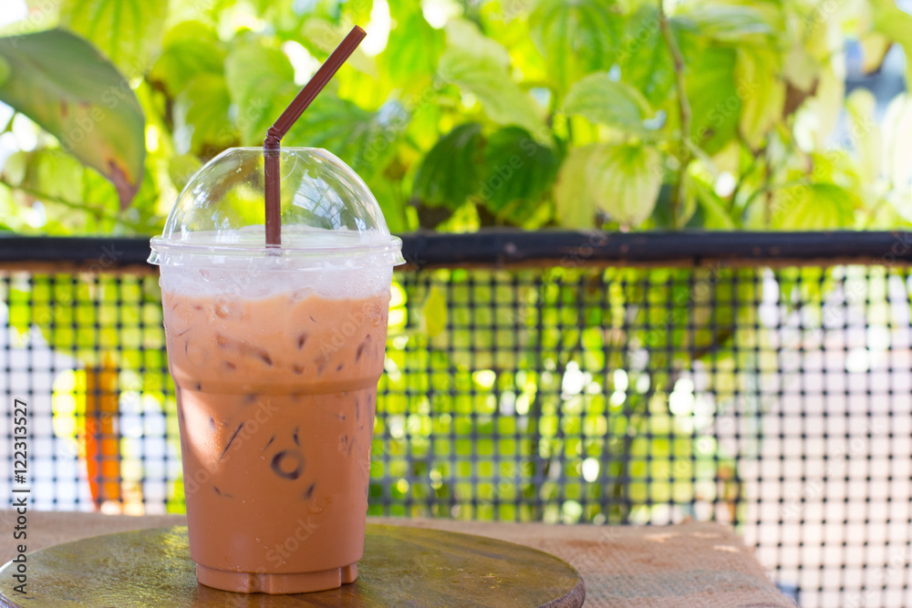 Milk tea with nature backgroundbackground Stock Photo | Adobe Stock