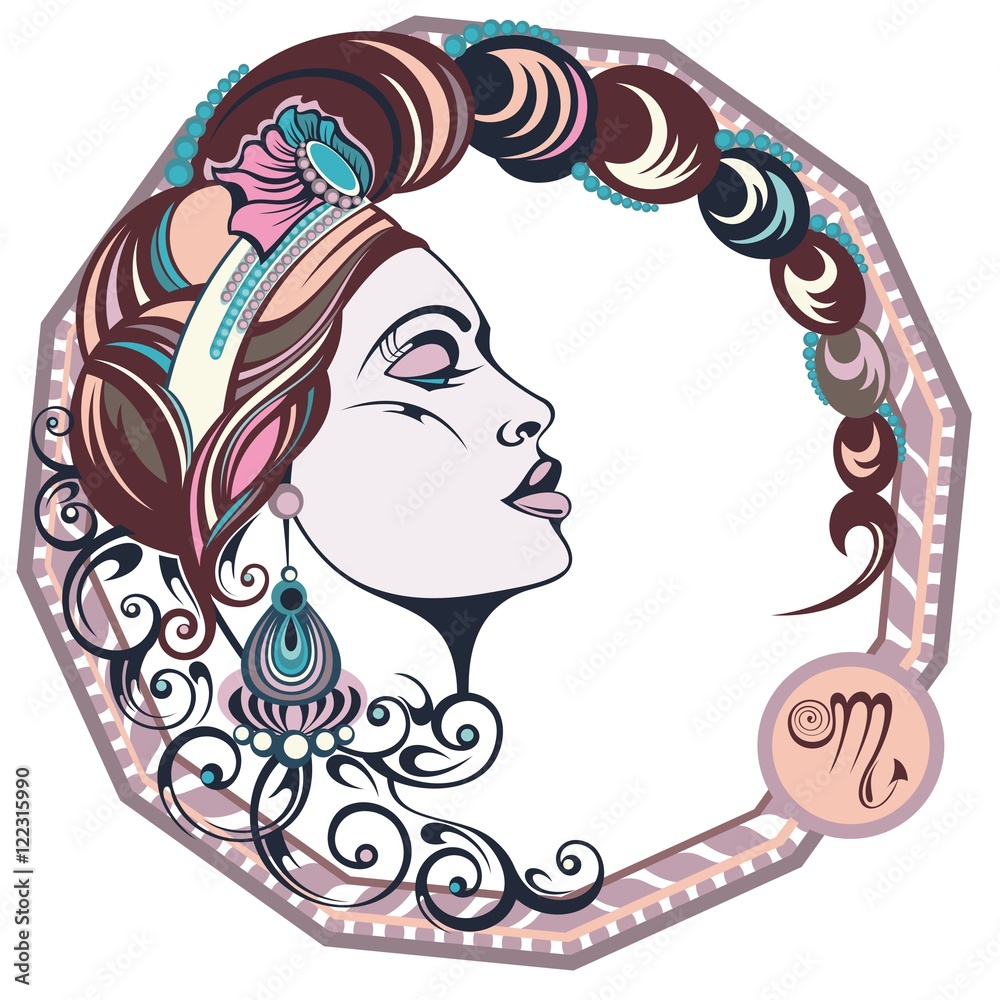 Zodiac signs Scorpio. Vector illustration of the girl Stock Vector ...