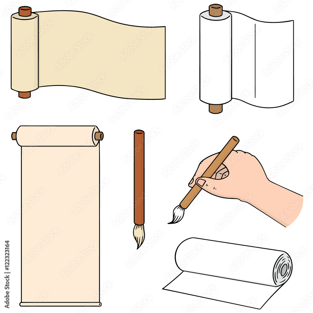 vector set of scroll and brush Stock Vector | Adobe Stock