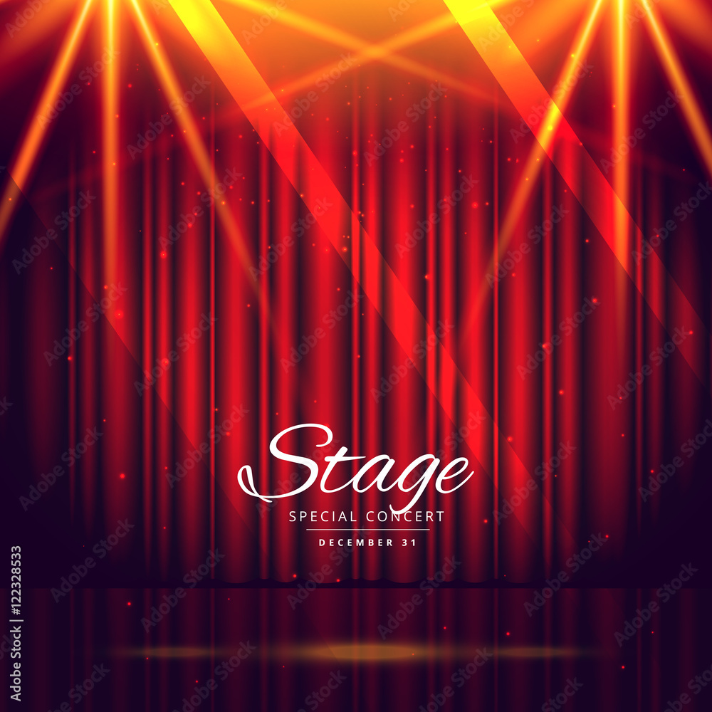 red stage background with closed curtains Stock Vector | Adobe Stock