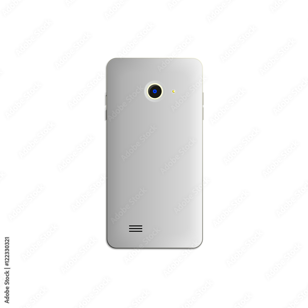 White smartphone from back side. Realistic smartphone illustration ...