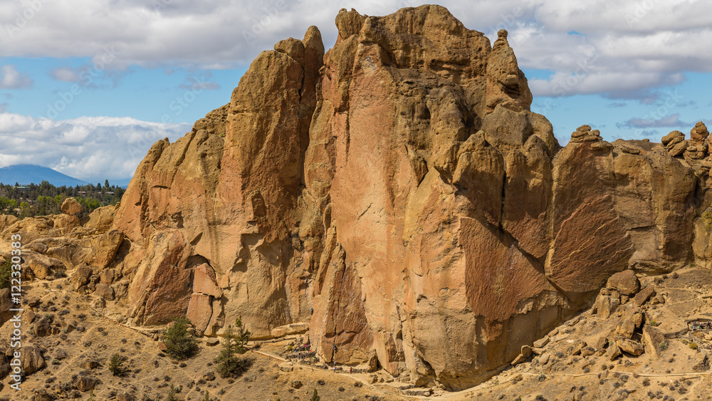 Unusual shaped rocks on the background of cloudy sky. Beautiful ...