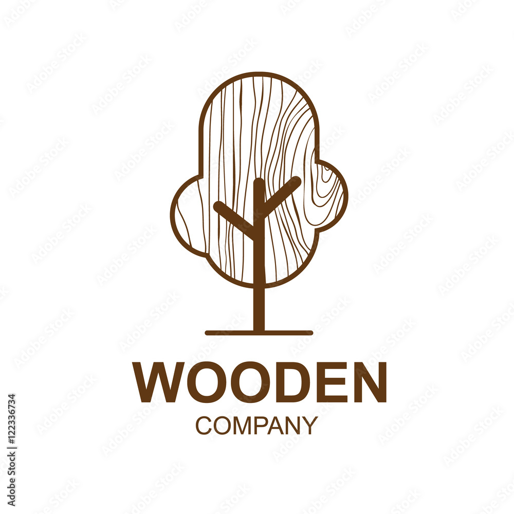 Abstract icon with wooden texture,tree Logo design,Vector illustration ...