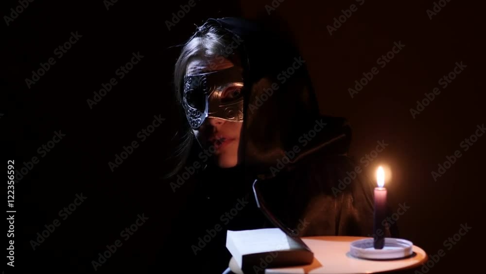 Dark ritual and satanic prayer performing by devil worshipper girl. 4K ...