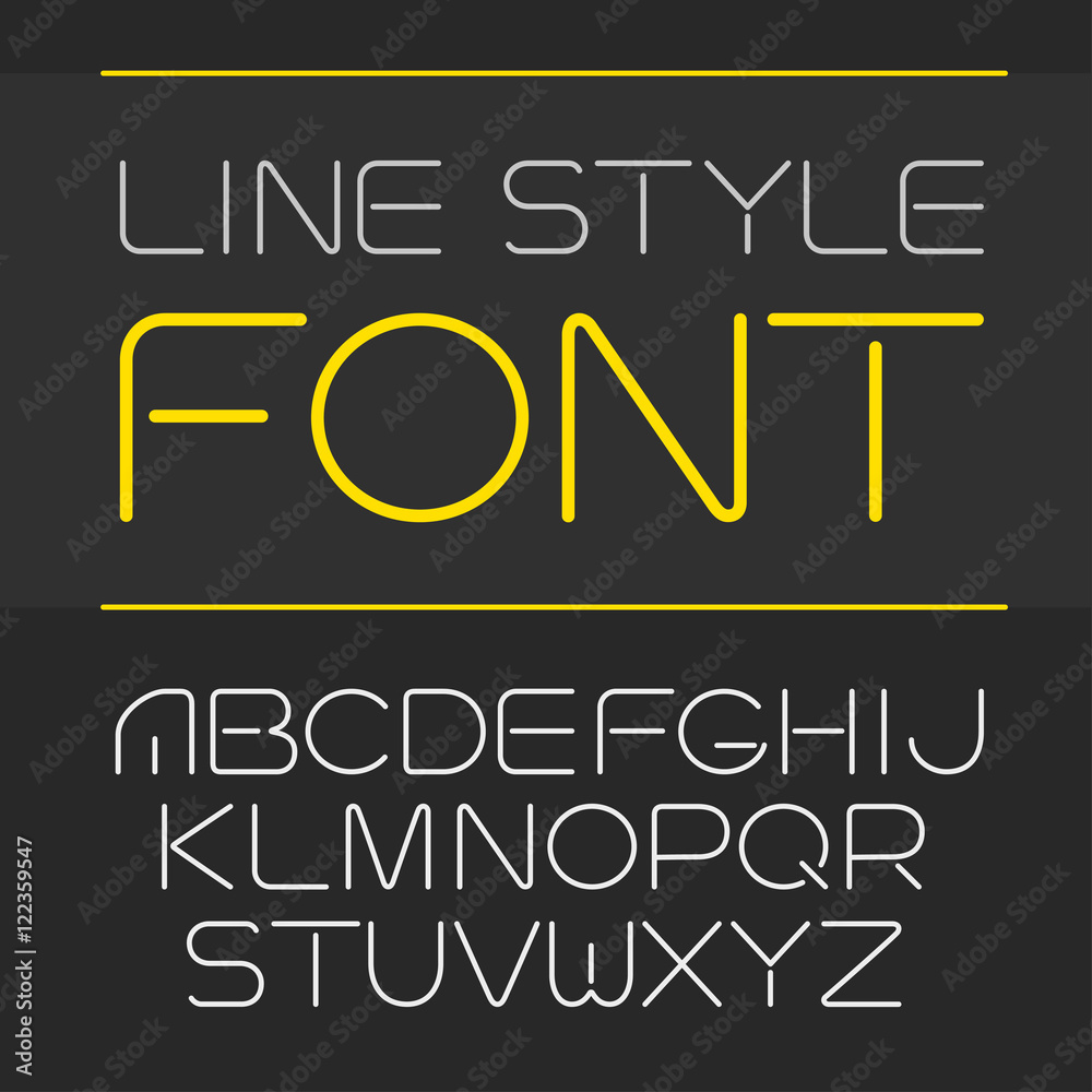 Vector linear font - simple and minimalistic alphabet in line style Stock Vector | Adobe Stock