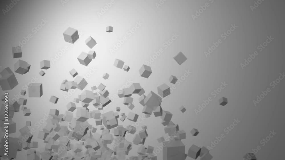 A 15 second reveal of 3D cube particles with shading and spotlight ...