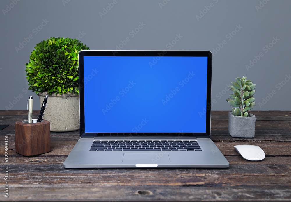 Laptop Workspace Mockup Stock Template | Adobe Stock